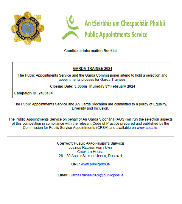 Garda Trainee Recruitment 2024 It's A Job Worth Doing Campaign - Garda